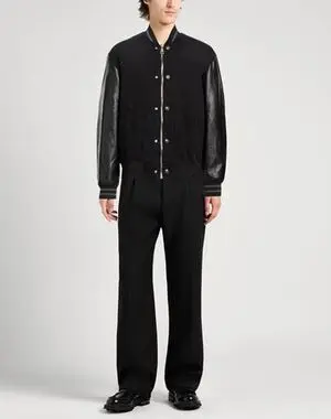 Versace Denim Bomber Jacket With Faux Leather Sleeves