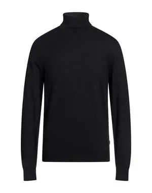 JACK & JONES Man Turtleneck Black Size M Cotton, Recycled Polyester Black