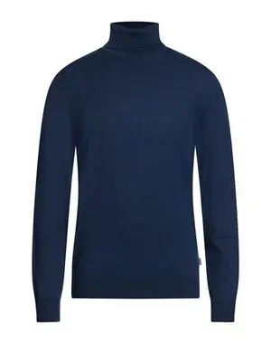 JACK & JONES Man Turtleneck Black Size M Cotton, Recycled Polyester Navy