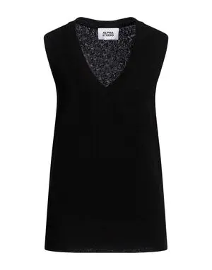 Alpha Studio Sleeveless V-neck Sweater - Black
