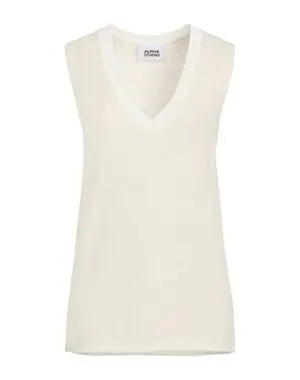 Alpha Studio ALPHA STUDIO Sleeveless V-Neck Sweater White