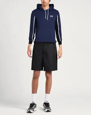 EA7 Cotton Terry Hoodie With Side Seam Stripes