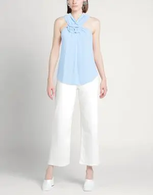 COMPAGNIA ITALIANA Sleeveless Crepe Top With Floral Appliqu