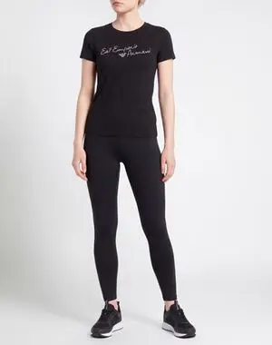 EA7 Cotton Elastane T-shirt With Embroidered Logo - Black