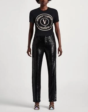 Versace Cropped Cotton T-shirt With Logo Print - Black