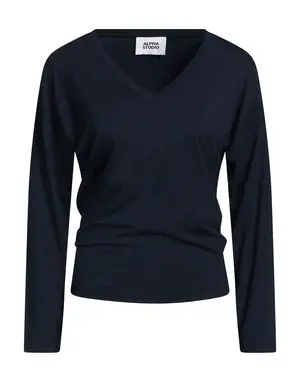 Alpha Studio Long Sleeve V-neck T-shirt - Blue