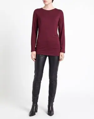 Alpha Studio Long Sleeve Crewneck Viscose And Elastane T-shirt - Garnet