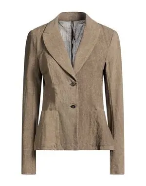 Masnada Single-breasted Blazer In Cotton, Linen, And Wool Blend - Grey