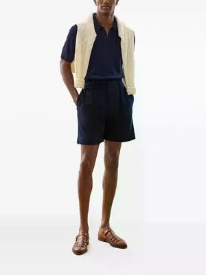 Ralph Lauren Purple Label Herringbone Pleated Shorts - Blue