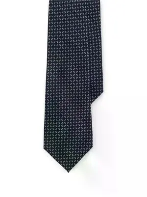 Ralph Lauren Purple Label Silk Geometric Print Neck Tie - Blue