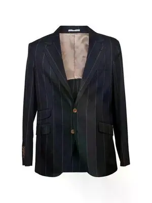 Brunello Cucinelli Striped-pattern Single-breasted Blazer - Black