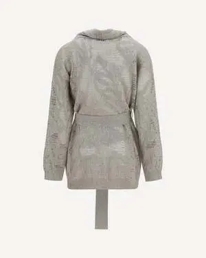 Brunello Cucinelli Cotton And Linen Open-front Cardigan With Sequins
