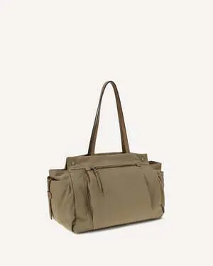 Prada Route Tote Bag In Canvas And Leather