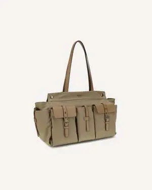 Prada Route Tote Bag In Canvas And Leather
