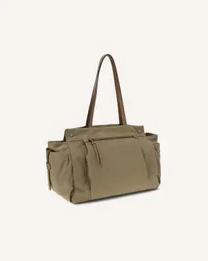 Prada Route Tote Bag In Canvas And Leather