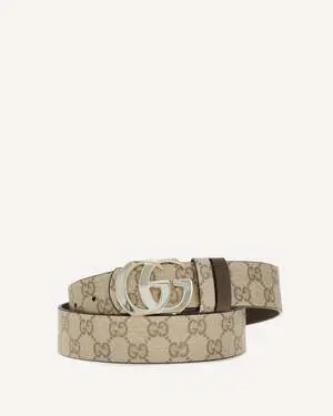 Gucci Gucci Reversible GG Marmont Belt With Gold-Tone Double G Buckle Beige