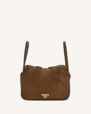 Prada Darling Handbag In Suede Leather - Brown