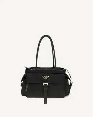 Prada Explore Medium Shoulder Bag In Re-nylon - Black