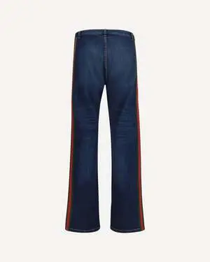Gucci Cotton Jeans With Web Stripe - Blue