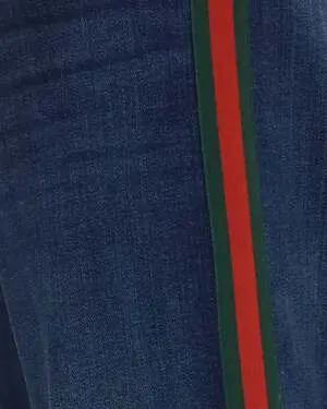 Gucci Cotton Jeans With Web Stripe - Blue