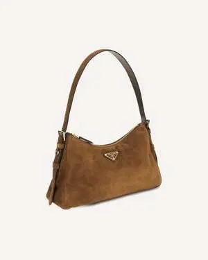 Prada Suede Shoulder Bag - Brown