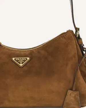 Prada Suede Shoulder Bag - Brown