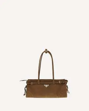 Prada Medium Bonnie Handbag In Nubuck Leather - Brown