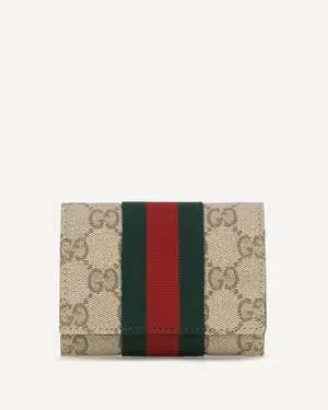 Gucci Web Bi-fold Card Holder - Beige
