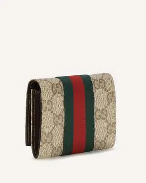 Gucci Web Bi-fold Card Holder - Beige