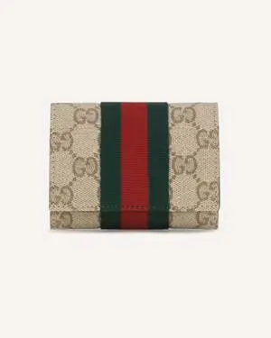 Gucci Web Bi-fold Card Holder - Beige