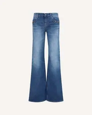 Gucci Stretch Cotton Jeans With Horsebit Detail - Blue