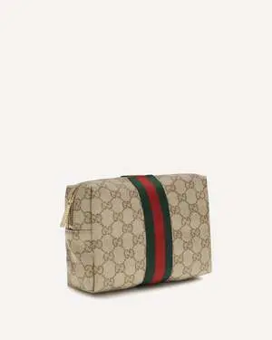 Gucci Medium Beauty Case With Web Stripe - Beige