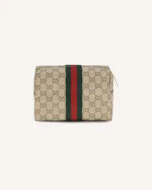 Gucci Medium Beauty Case With Web Stripe - Beige
