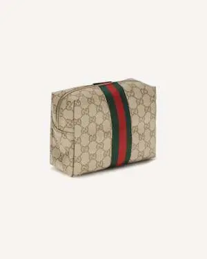 Gucci Medium Beauty Case With Web Stripe - Beige