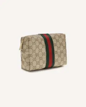 Gucci Medium Beauty Case With Web Stripe - Beige