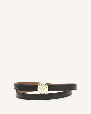 Tory Burch Reversible Romy Leather Belt With Logo Buckle - Black