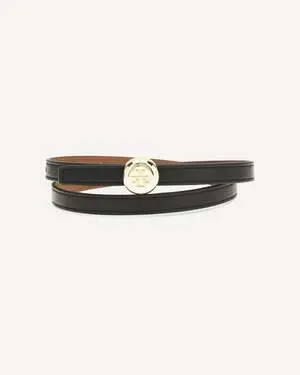 Tory Burch Reversible Romy Leather Belt With Logo Buckle - Black