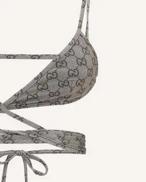 Gucci Printed Stretch Jersey Bikini - Beige