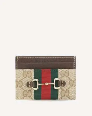 Gucci Web Horsebit Card Holder - Beige