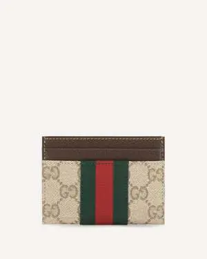 Gucci Card Holder With Web Stripe - Beige