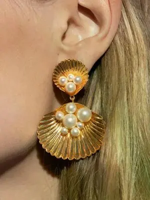 JENNIFER BEHR Triton Drop Earrings With Faux Pearl Embellishment