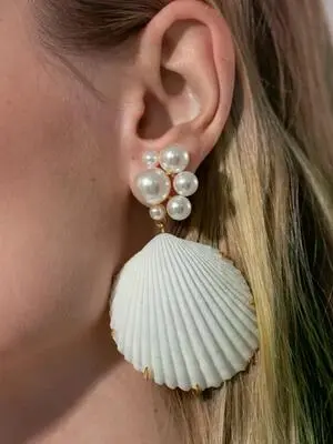JENNIFER BEHR Sela Shell Pendant Earrings - Gold