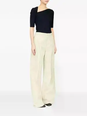 MAISON MARGIELA Off-white Cotton Twill Wide-leg Trousers