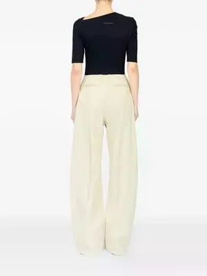 MAISON MARGIELA Off-white Cotton Twill Wide-leg Trousers