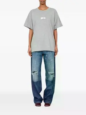 MAISON MARGIELA Mélange Cotton Jersey T-shirt With Numeric Artwork Label - Grey