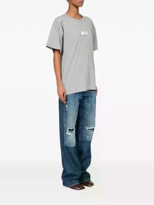 MAISON MARGIELA Mélange Cotton Jersey T-shirt With Numeric Artwork Label