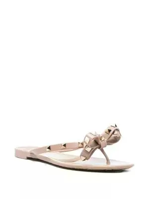 Valentino Garavani Rockstud Embellished Bow Detail Flip Flops