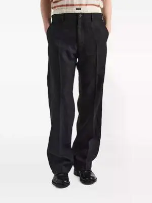 Prada Linen Wide-leg Trousers - Black
