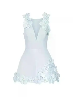 BRONX AND BRONCO Estelle Floral-appliqué Mini Dress - Blue