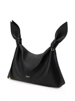 Loewe Paseo Knotted Leather Shoulder Bag - Black